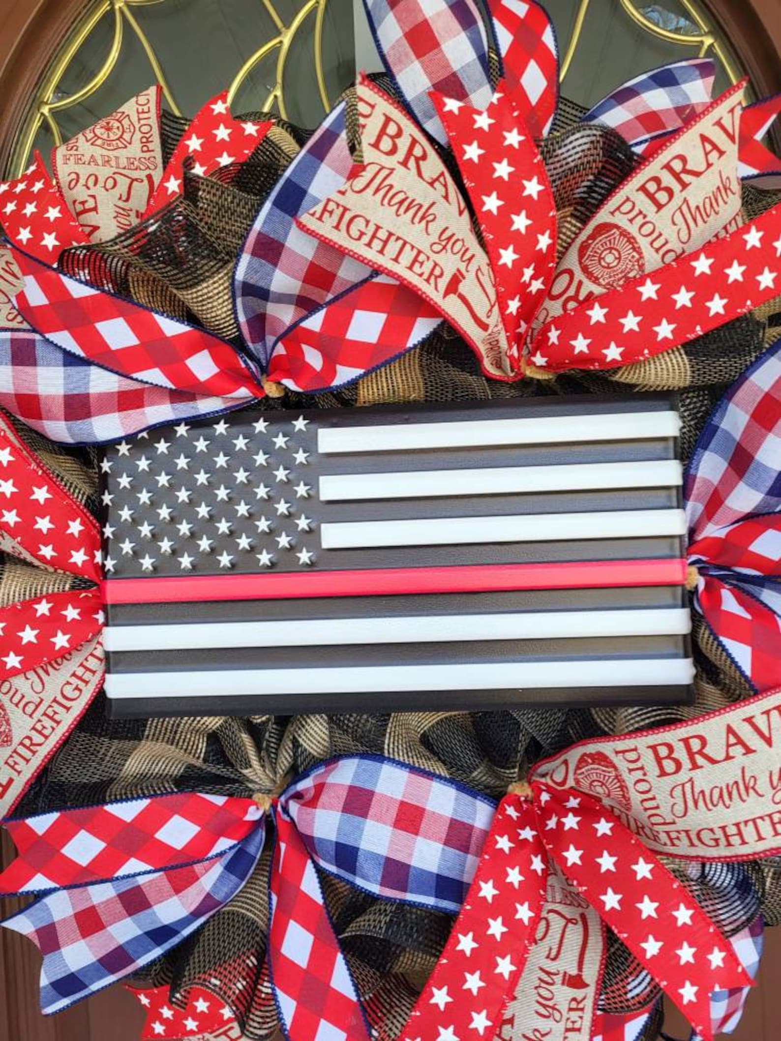 Firefighter Wreath, Fireman Wreath, Front Door Wreath, Firefighter Gift ...
