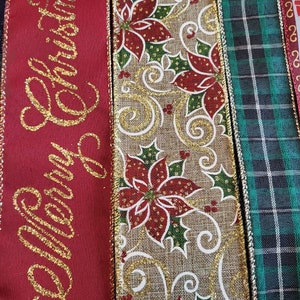 Christmas Ribbon Bundle, Wired Ribbon, Christmas Ribbon Set, Ribbon Kit ...