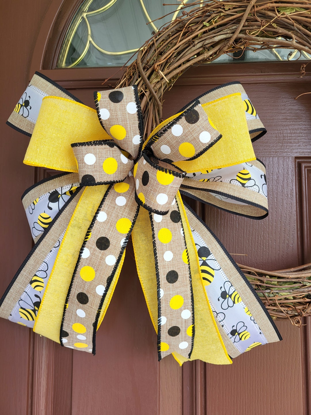 Bee Bow for Wreath, Summer Bow, Wreath Bow, Bumblebee Bow, Honey Bee ...