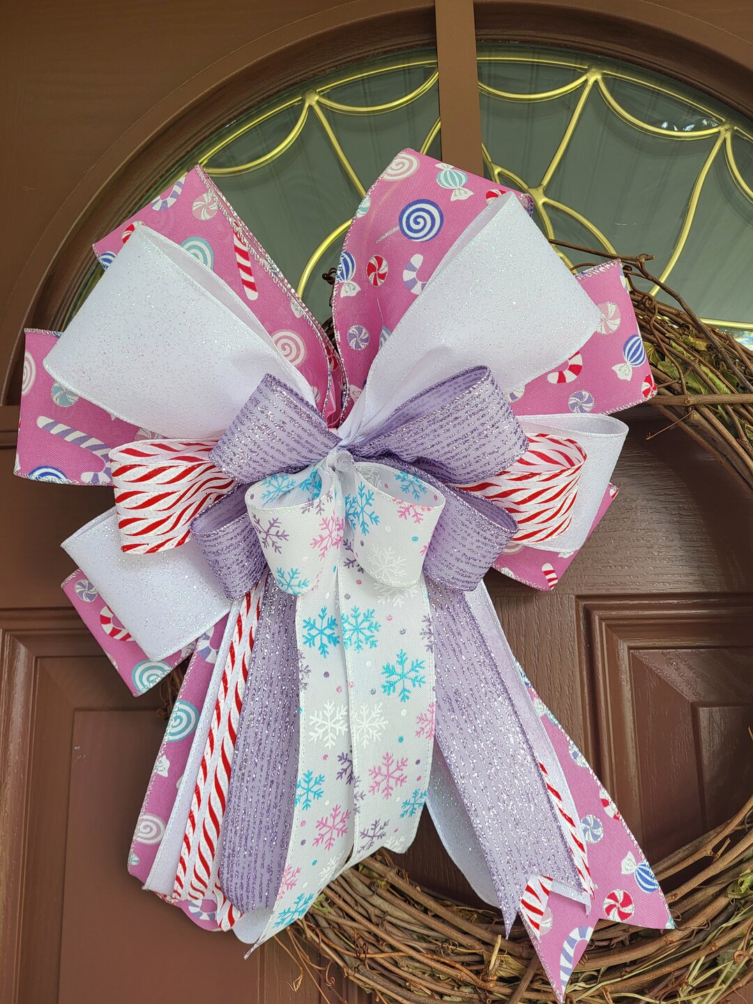 Pink Christmas Bow, Christmas Wreath Bow, Christmas Decor, Gift Bow ...