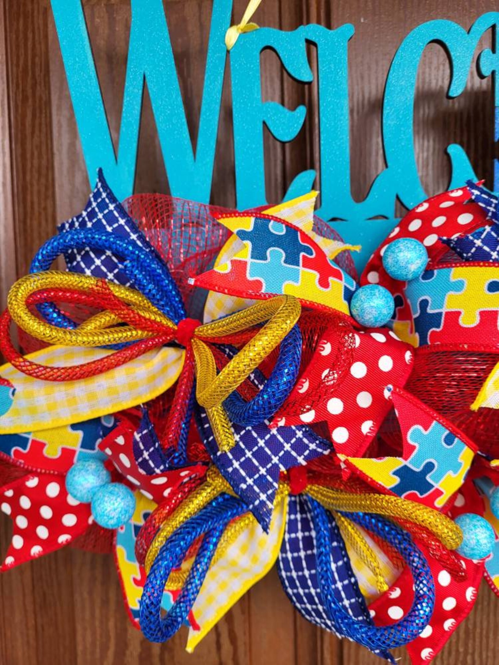 Autism Wreath Autism Door Hanger Autism Awareness Wreath - Etsy
