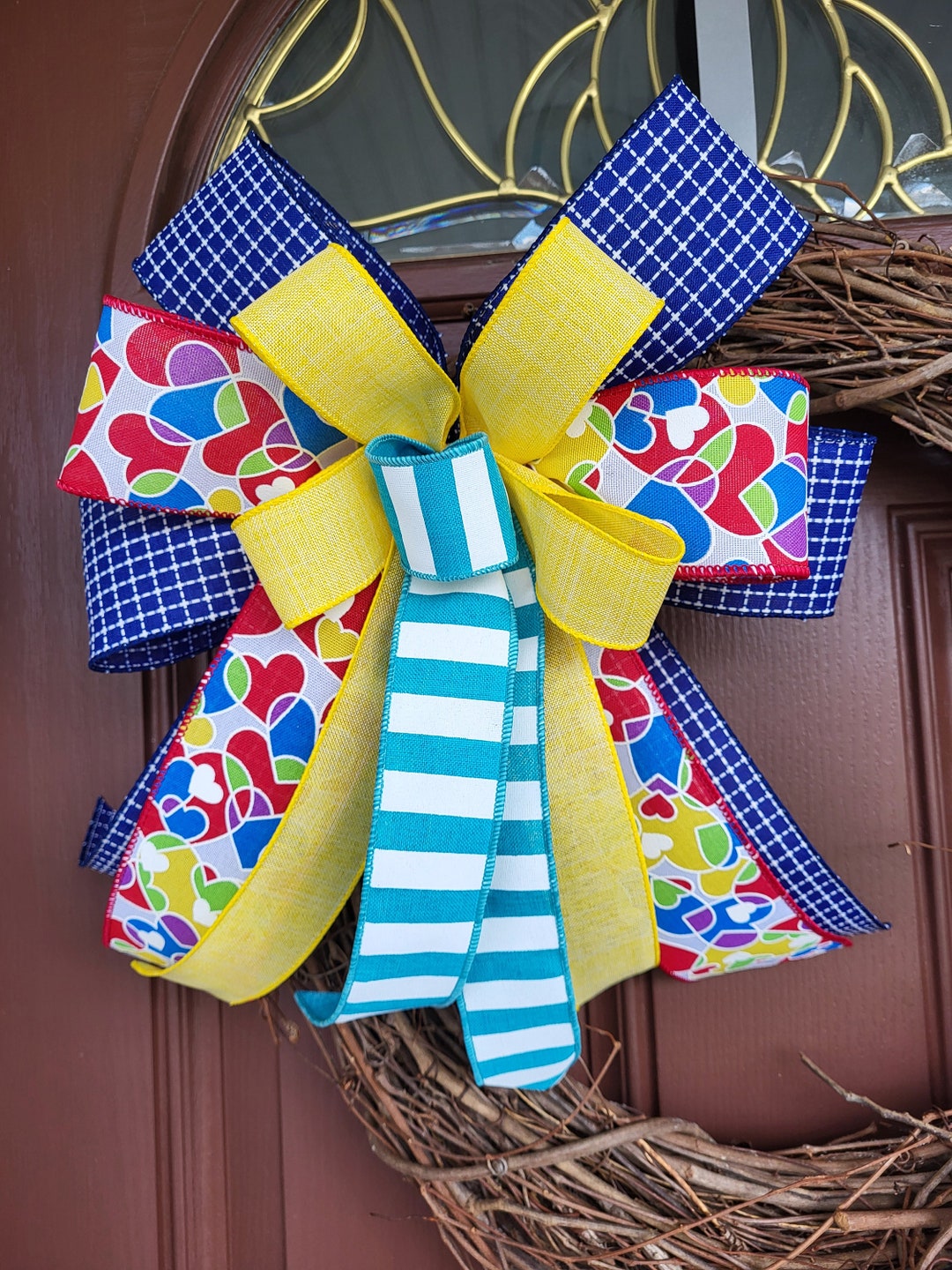 Autism Bow, Autism Awareness Decor, Autism Wreath Bow, Autism Awareness ...
