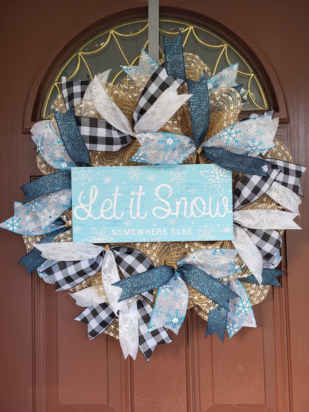 Winter Wreath Let It Snow Wreath Thin Storm Door Wreath All - Etsy