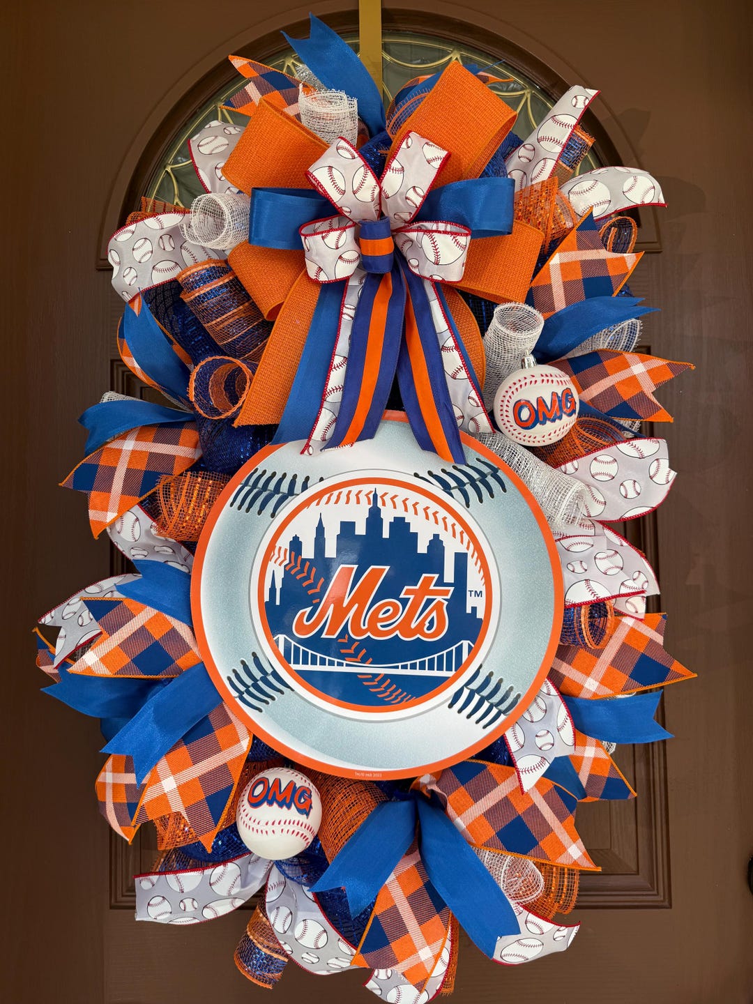 Metals Wreath for Front Door, NY Mets Wreath, Nee York Mets Door Hanger ...