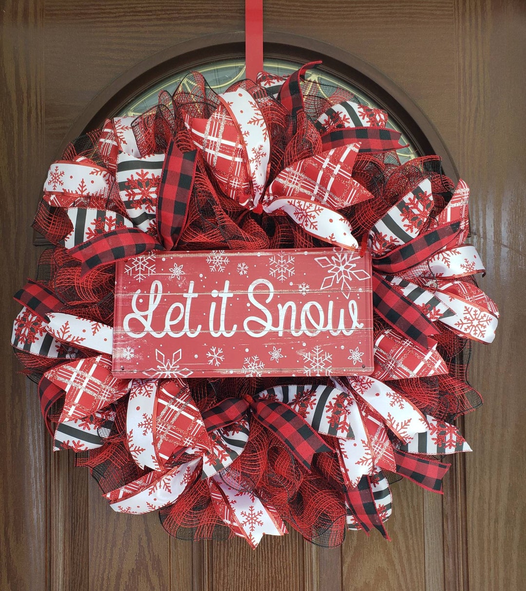 Winter Wreath, Let It Snow Wreath, January Wreath, Buffalo Plaid Wreath ...