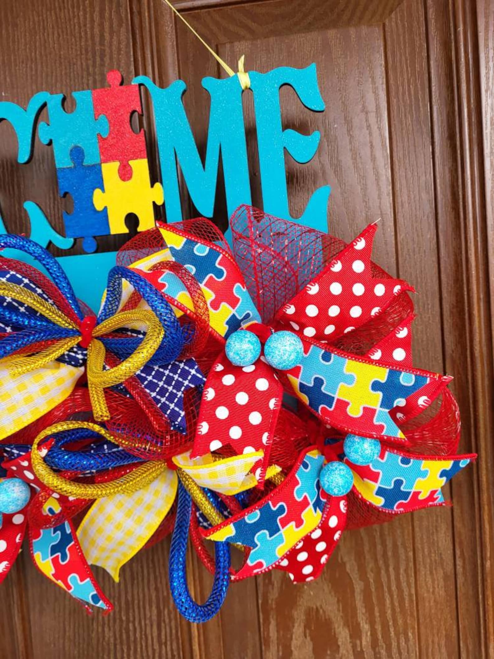 Autism Wreath Autism Door Hanger Autism Awareness Wreath - Etsy