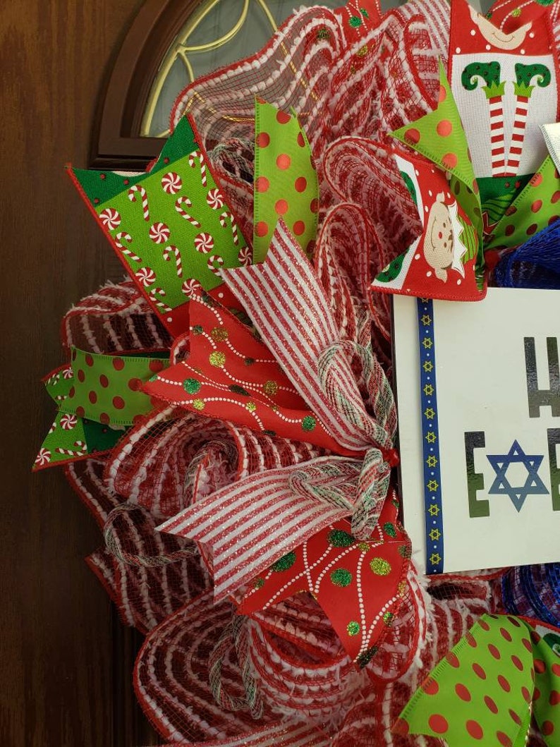 Chrismukkah Christmas Hanukkah Wreath Hanukkah Christmas - Etsy