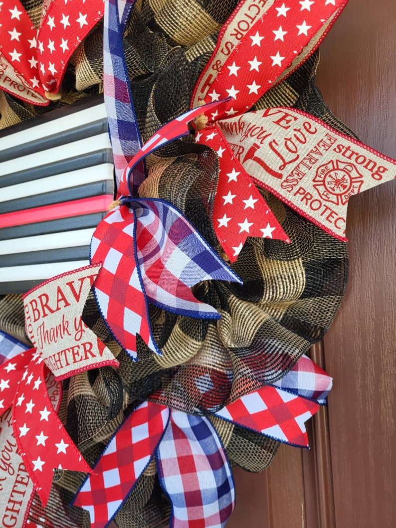 Firefighter Wreath, Fireman Wreath, Front Door Wreath, Firefighter Gift ...