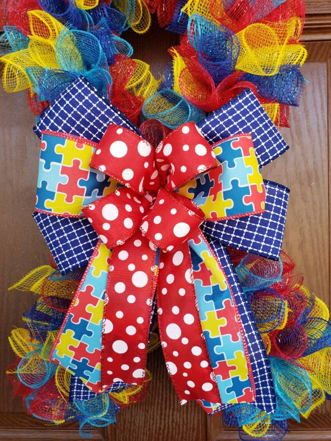 Autism wreath Autism door hanger Autism awareness wreath | Etsy Autism wreath Autism door hanger Autism awareness wreath | Etsy