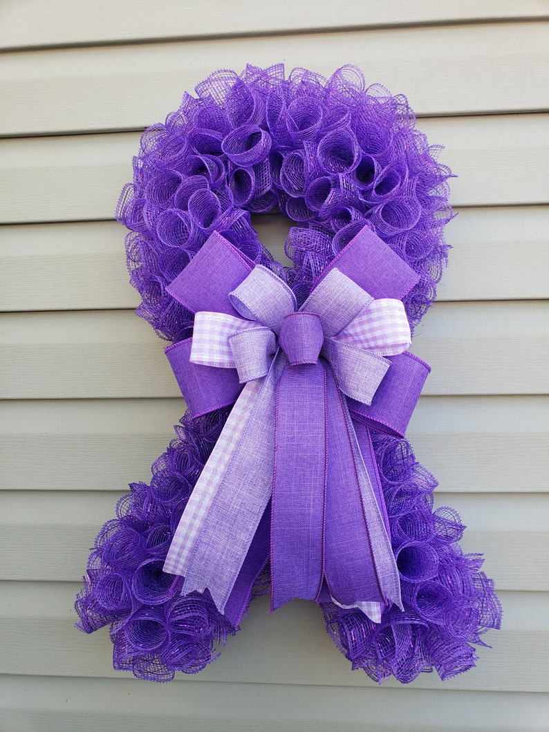 Purple Awareness Ribbon, Awareness Wreath, Cancer Awareness Ribbon ...