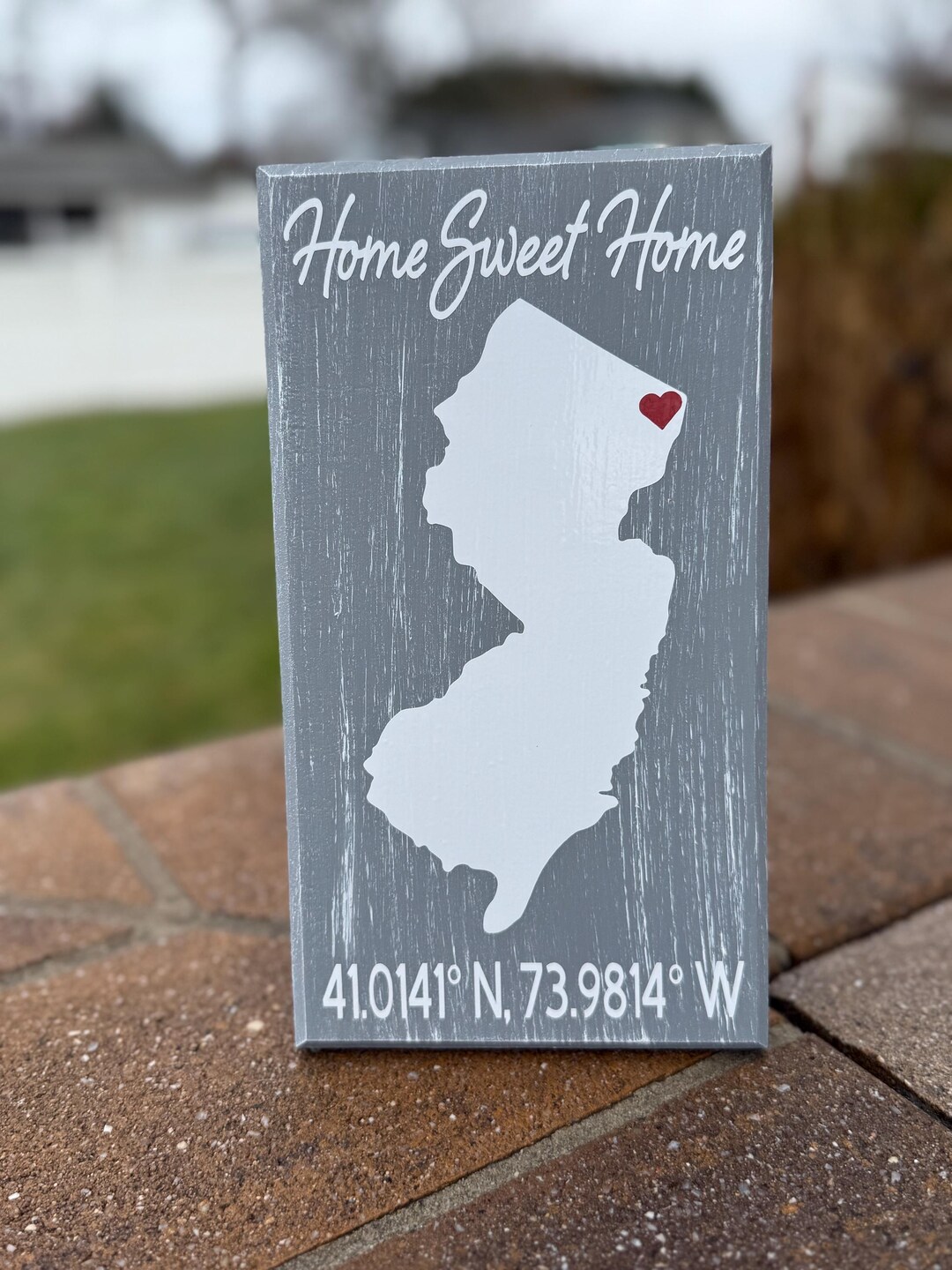 New Jersey Map Sign, Home State Sign With Heart, Home Sweet Home, State ...