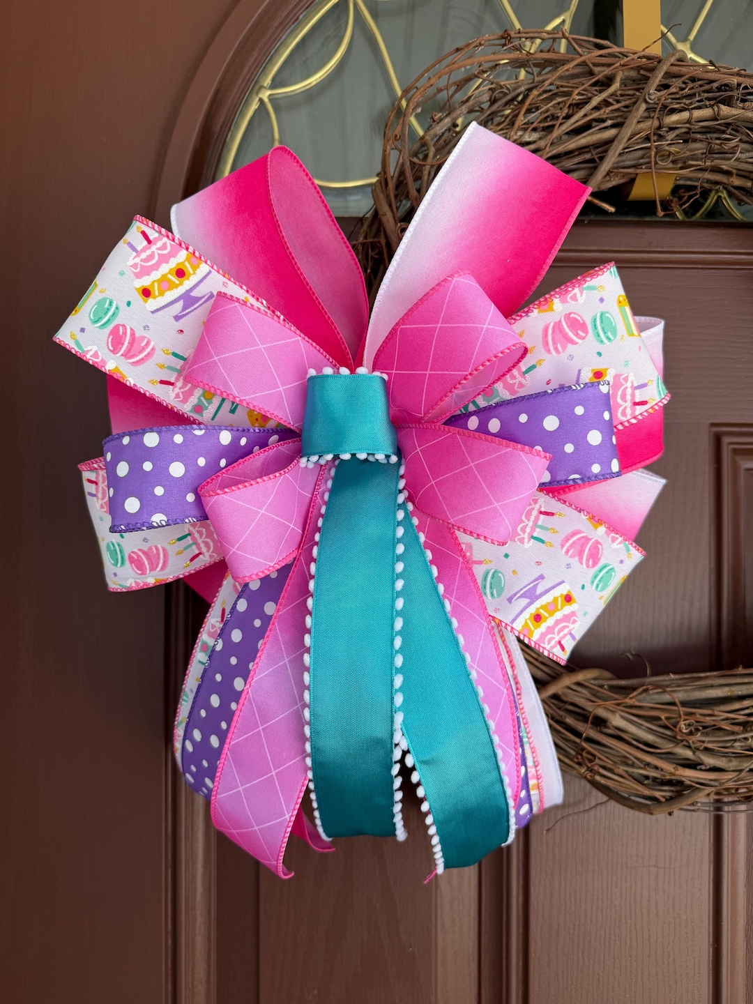 Birthday Bow, Birthday Decoration, Gift Basket Bow, Birthday Wreath Bow ...