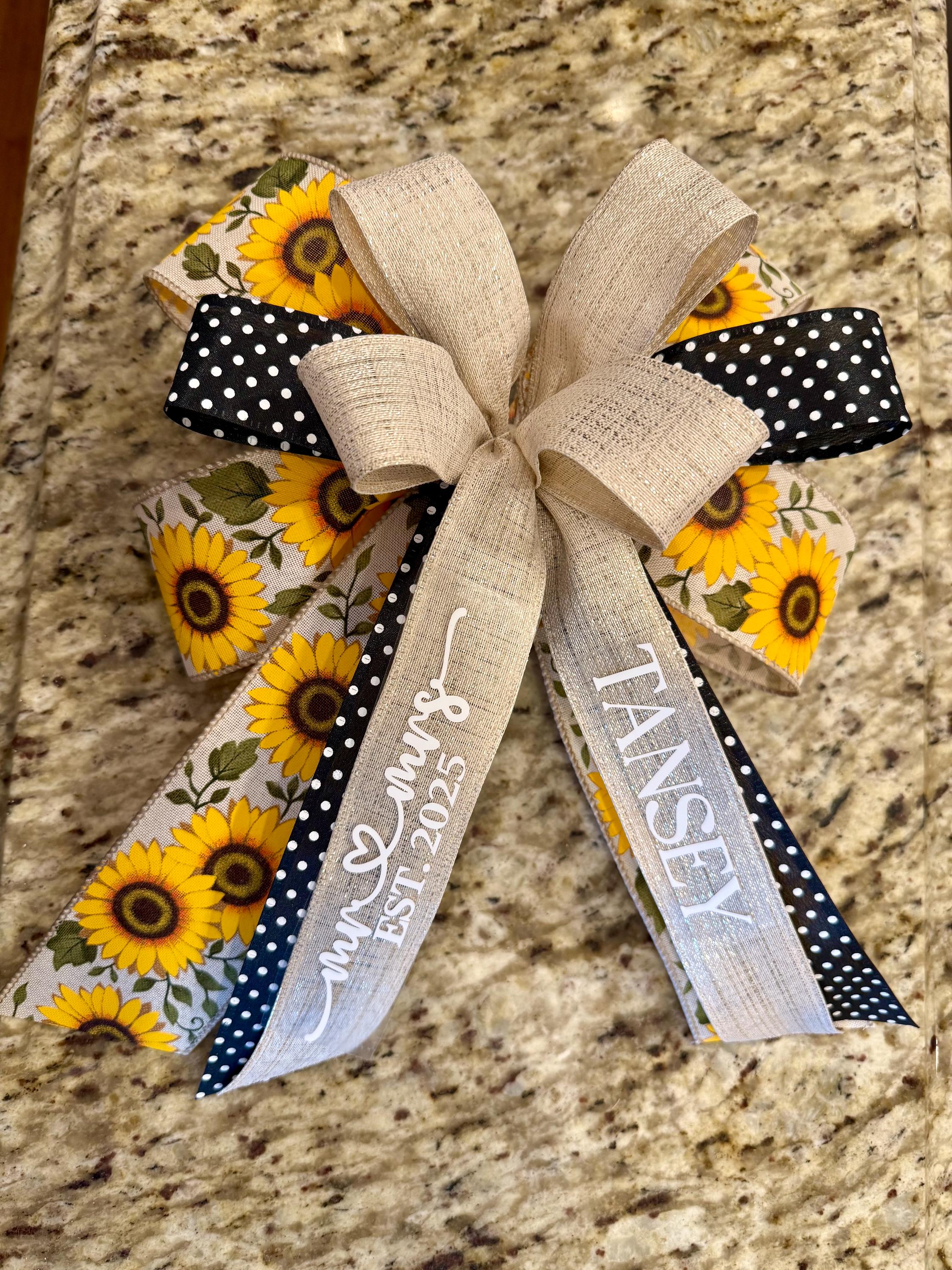 Personalized Bow for Wreath, Bridal Shower Gift Basket Bow, Custom ...