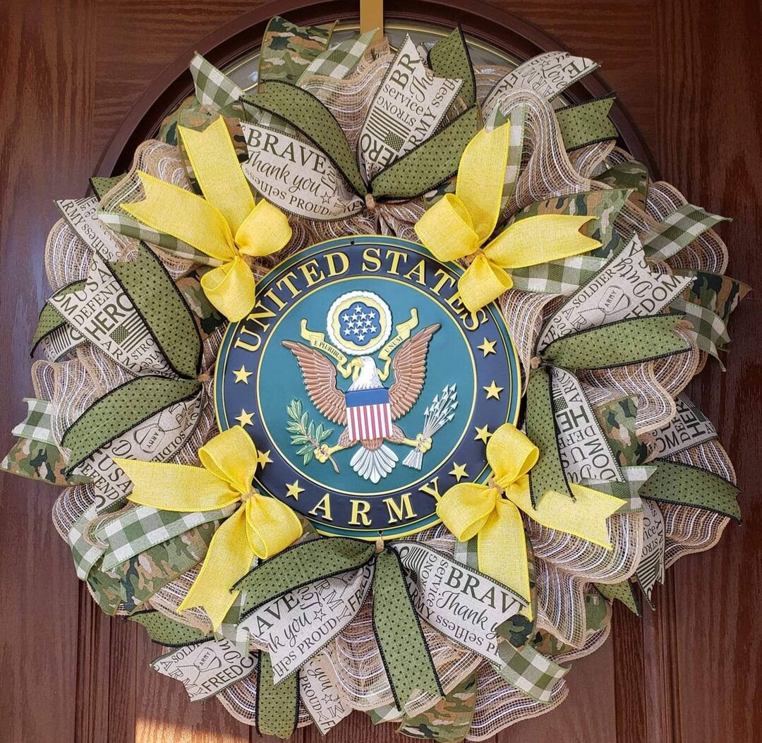 Army Wreath, Wreaths for Front Door, Military Wreath, Army Door Decor ...