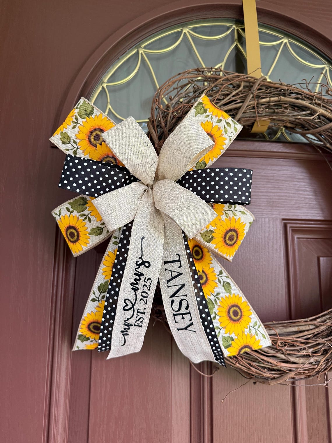 Personalized Bow for Wreath, Bridal Shower Gift Basket Bow, Custom ...