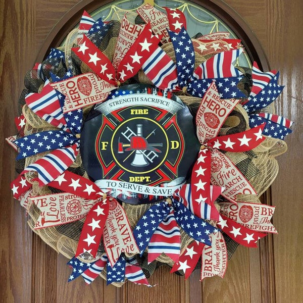 Firefighter Wreath - Etsy