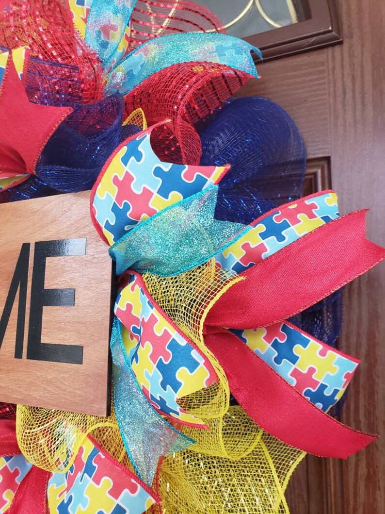 Autism Wreath Autism Acceptance Autism Awareness Wreath - Etsy