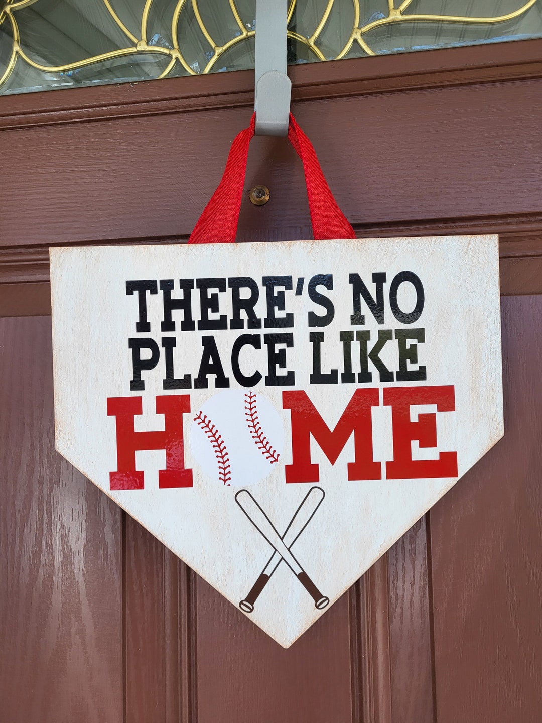 Baseball Door Hanger, Home Plate Sign, Baseball Sign, There's No Place ...