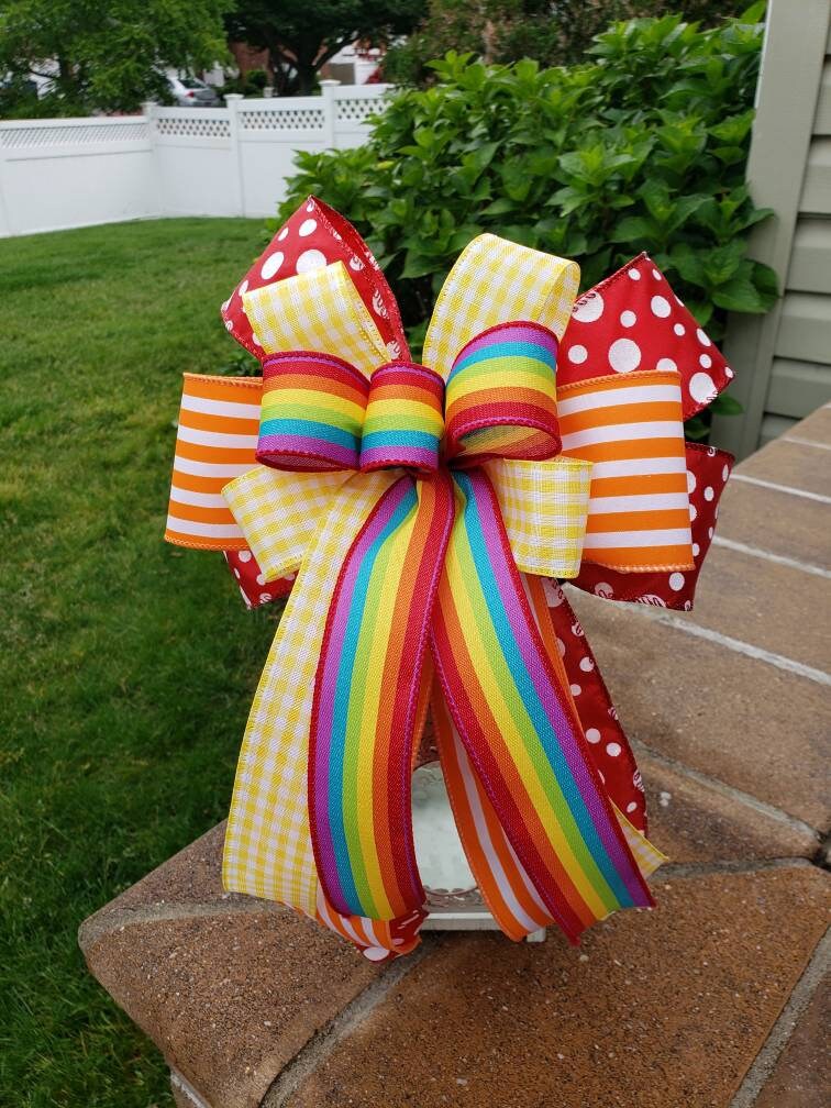 Pride Rainbow bow Pride bow Gay Pride decor Wreath bow | Etsy