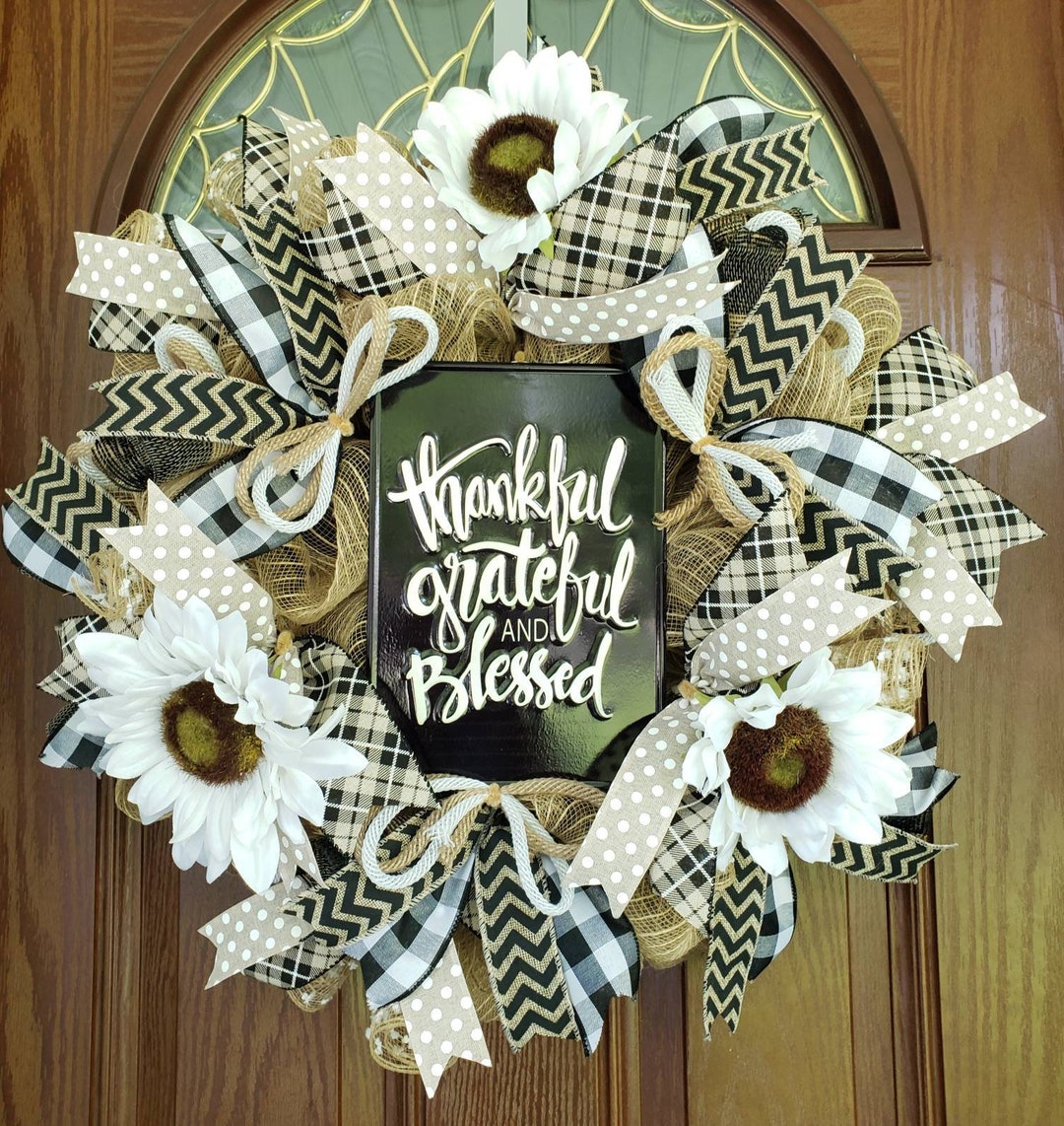 Thankful Grateful and Blessed Wreath, Fall Wreath for Door, Fall Front ...