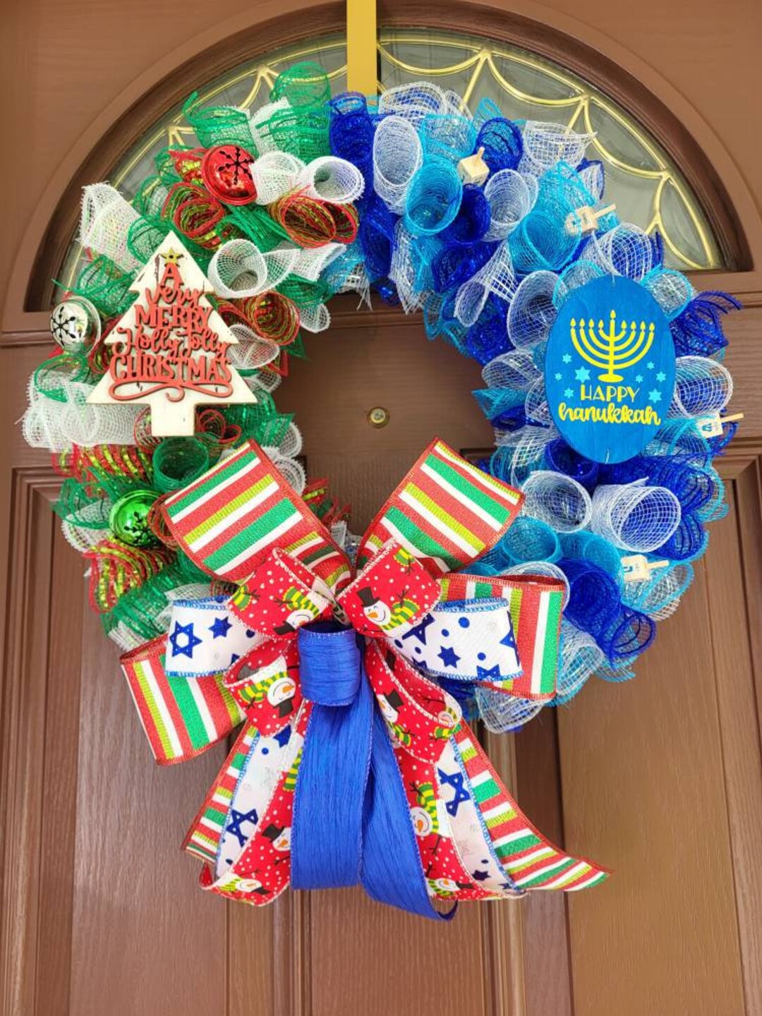 Chrismukkah, Christmas Hanukkah Wreath, Hanukkah Christmas Decor ...