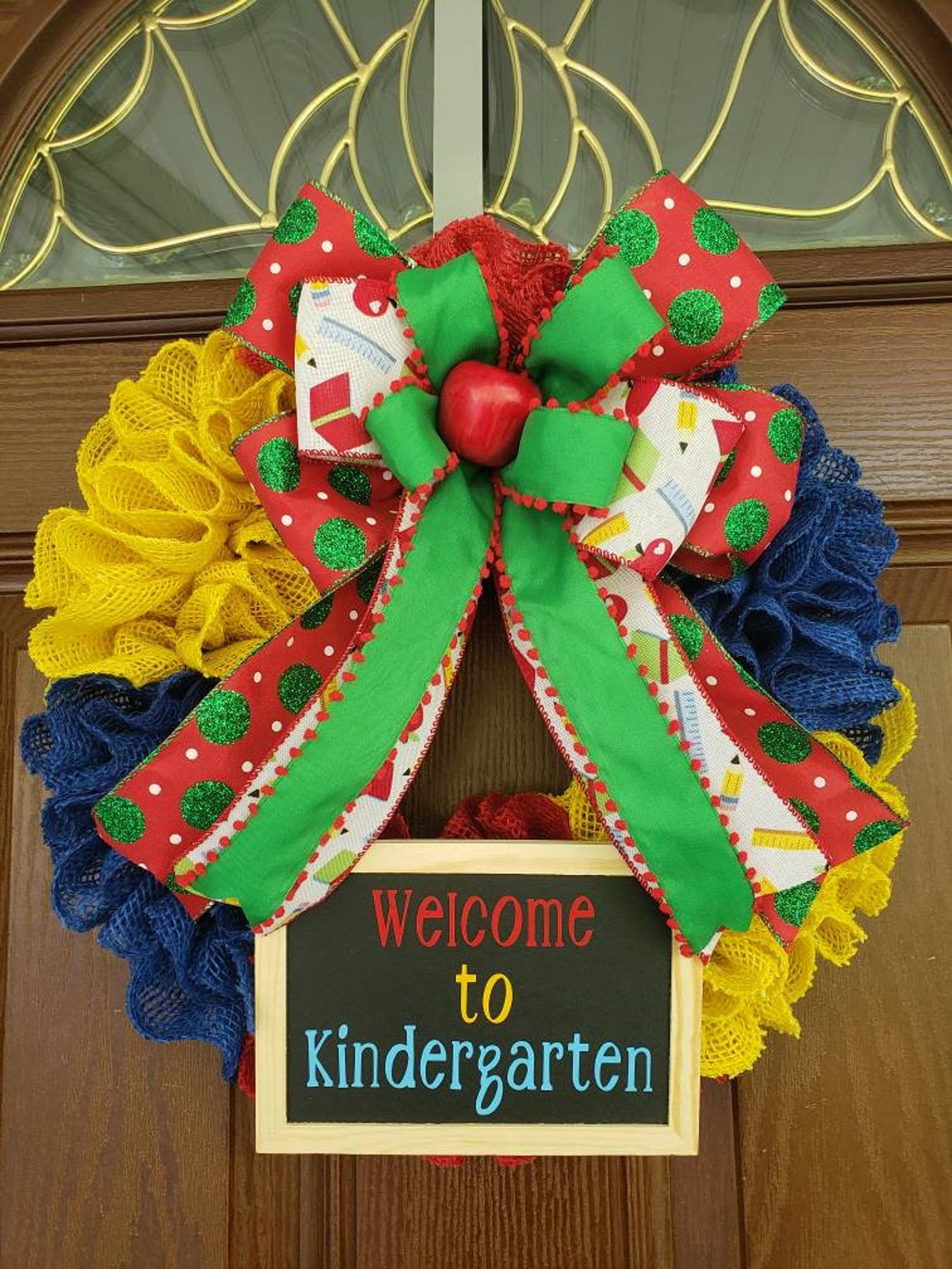Teacher classroom wreath Classroom door decoration Back to | Etsy