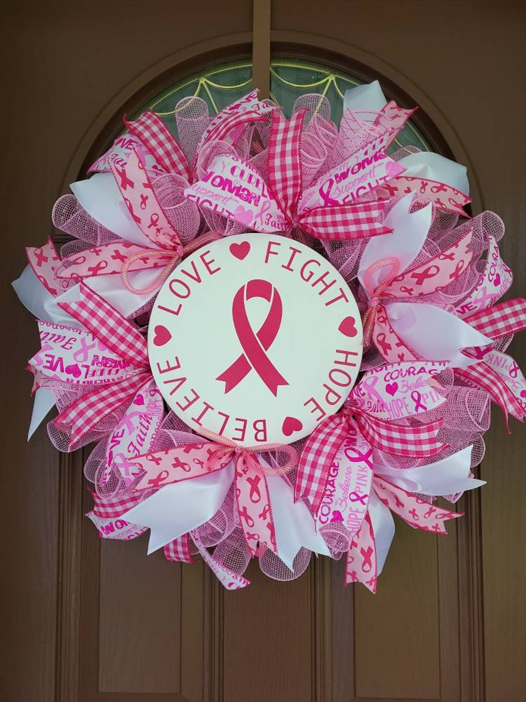 Breast Cancer Awareness Wreath, Pink Breast Cancer Survivor Gift ...