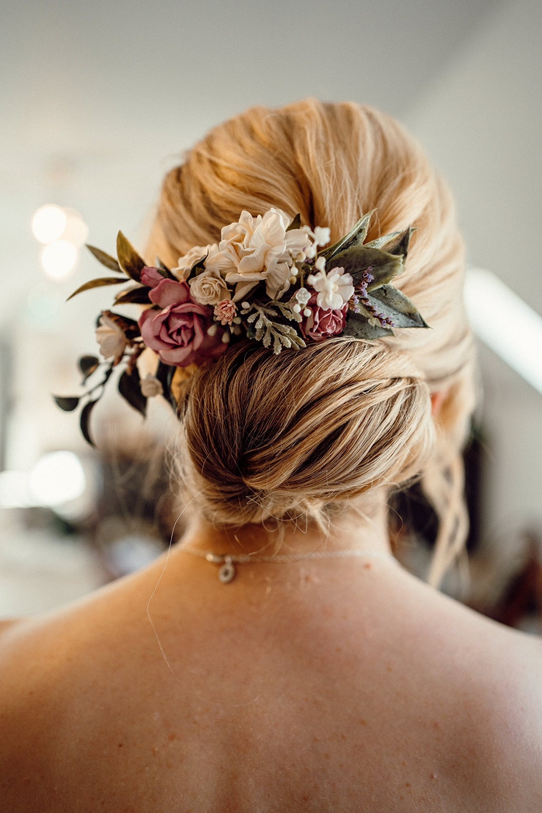 Dusty Pink and White Hair Comb, Bridal Hair Comb, Flower Hair Comb - Etsy
