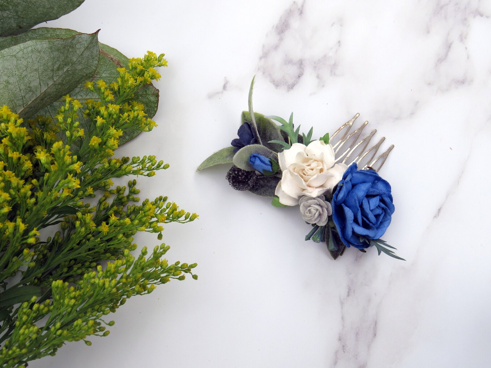 Flower Hair Comb Royal Blue Hair Comb Decorative Hair Comb - Etsy UK
