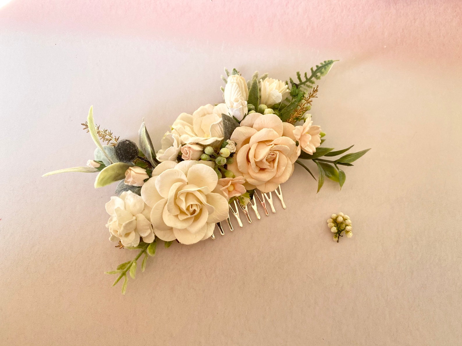 Blush and Ivory Hair Comb, Bridal Hair Comb, Flower Hair Comb - Etsy UK