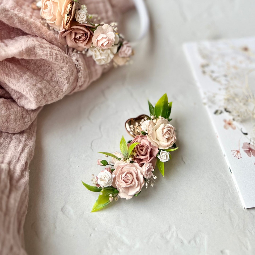 Dusty Rose and Blush Pink Hair Clip, Bridesmaid Flower Hair Accessory ...