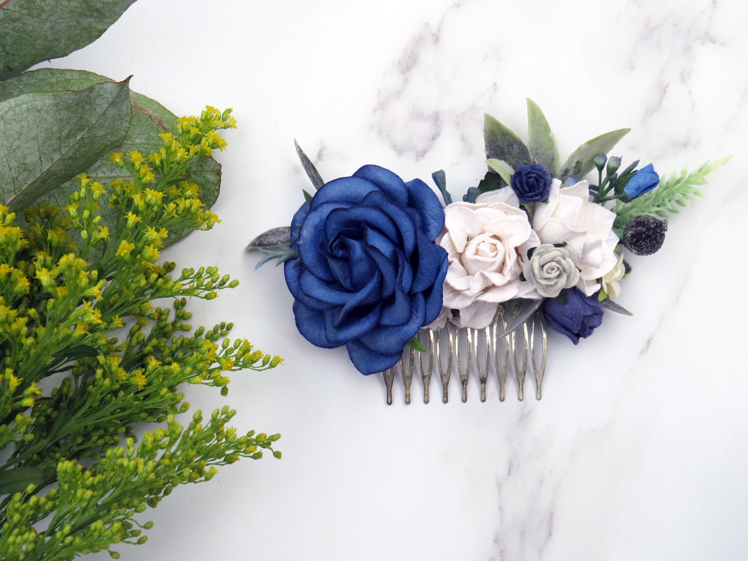Flower Hair Comb Royal Blue Hair Comb Decorative Hair Comb - Etsy UK
