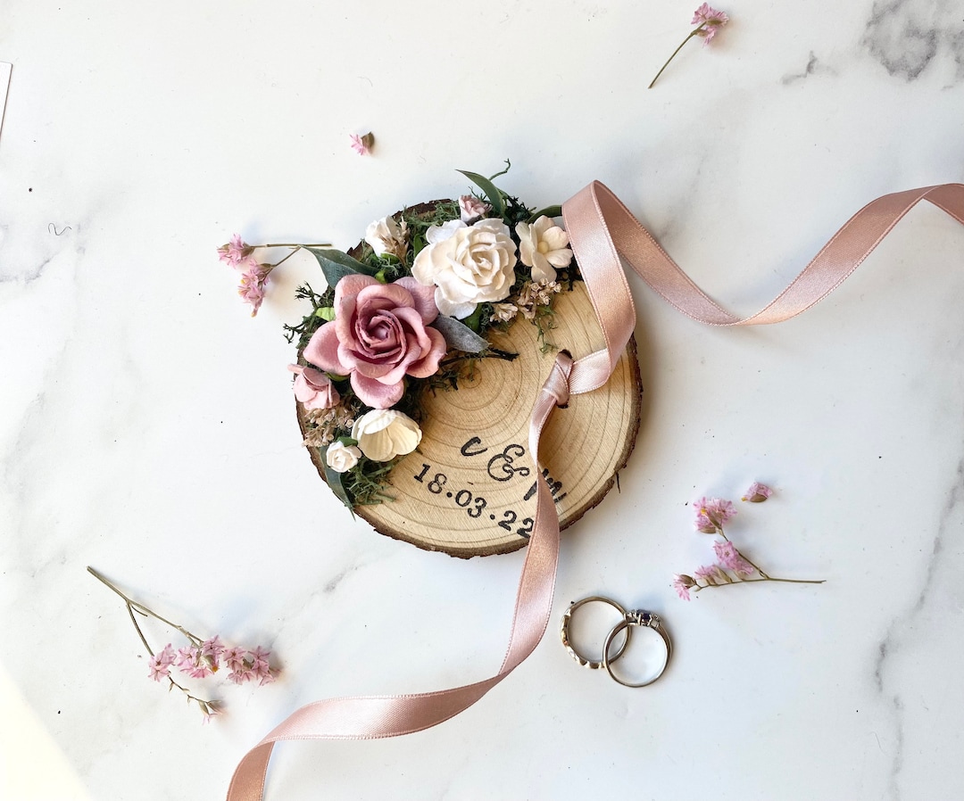 Wooden Wedding Ring Holder, Flower Wedding Ring Pillow - Etsy UK