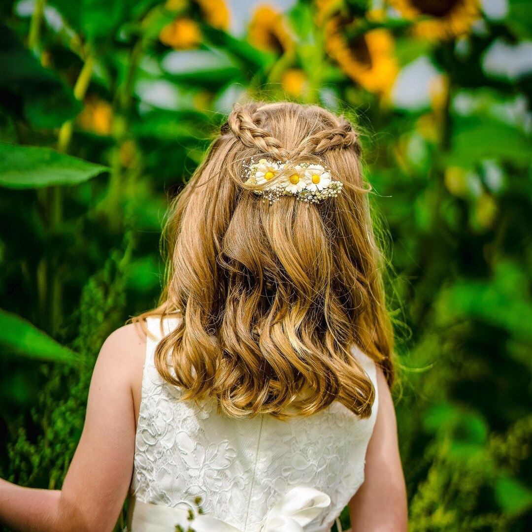 Daisy Flower Hair Clip, Flower Girl Hair Accessories, Flower Girl Gift ...