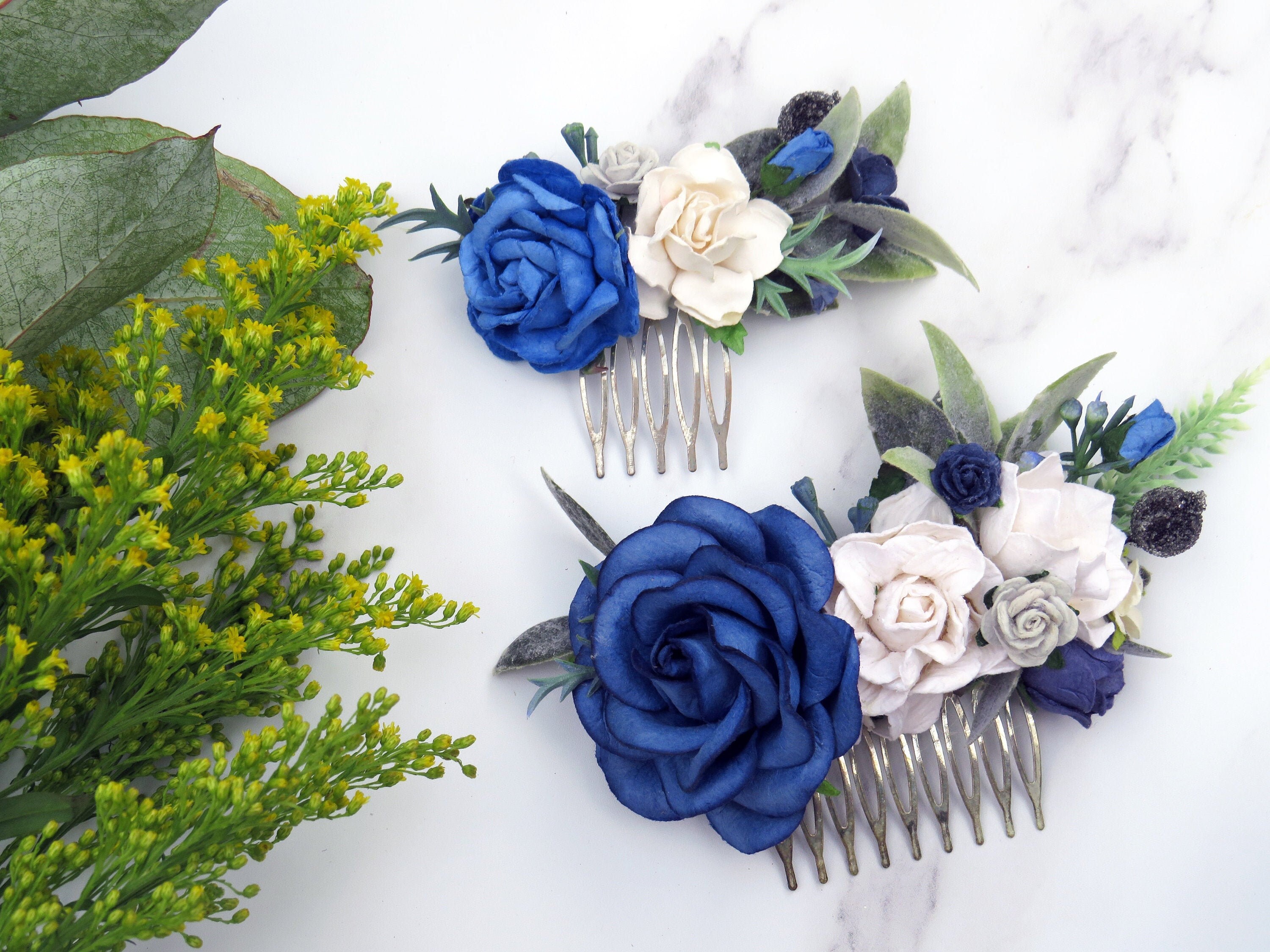 Flower Hair Comb Royal Blue Hair Comb Decorative Hair Comb - Etsy UK