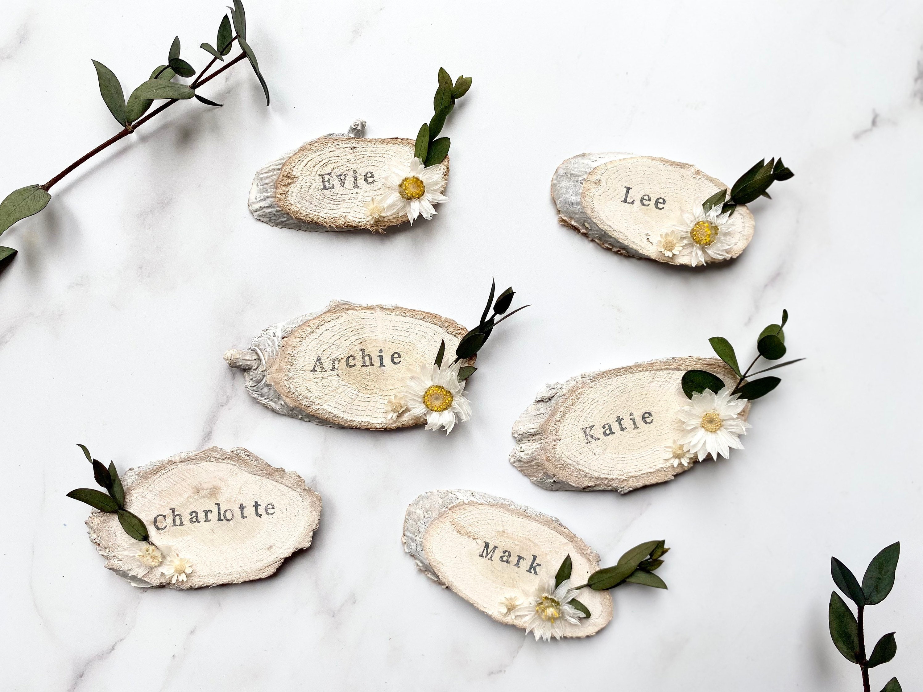 Rustic Place Names Wooden Place Cards Floral Place Names - Etsy UK