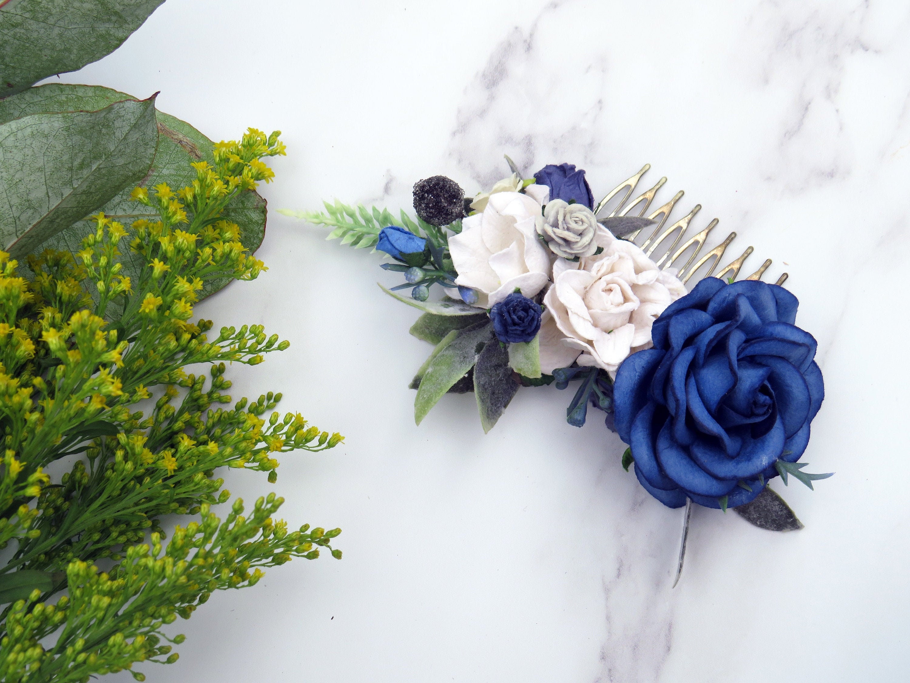 Flower Hair Comb Royal Blue Hair Comb Decorative Hair Comb - Etsy UK