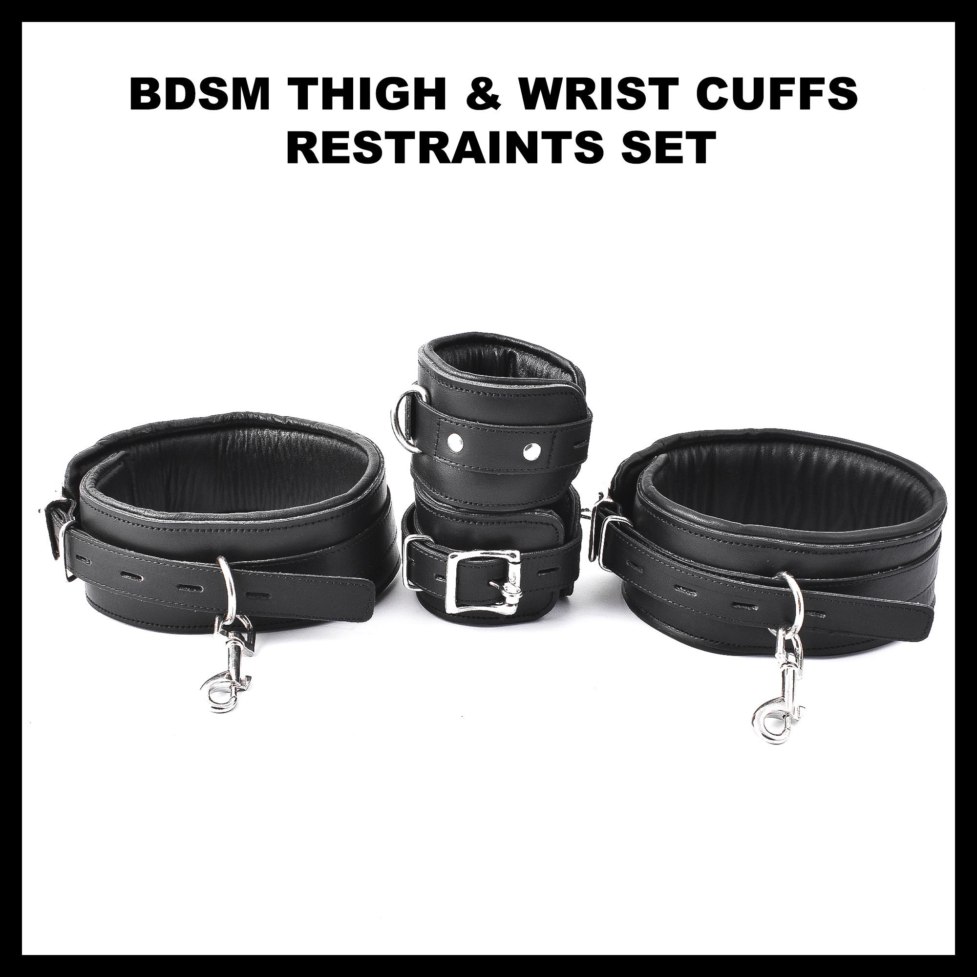 BDSM Premium Black Restraints padded & Locking Thigh Wrist - Etsy