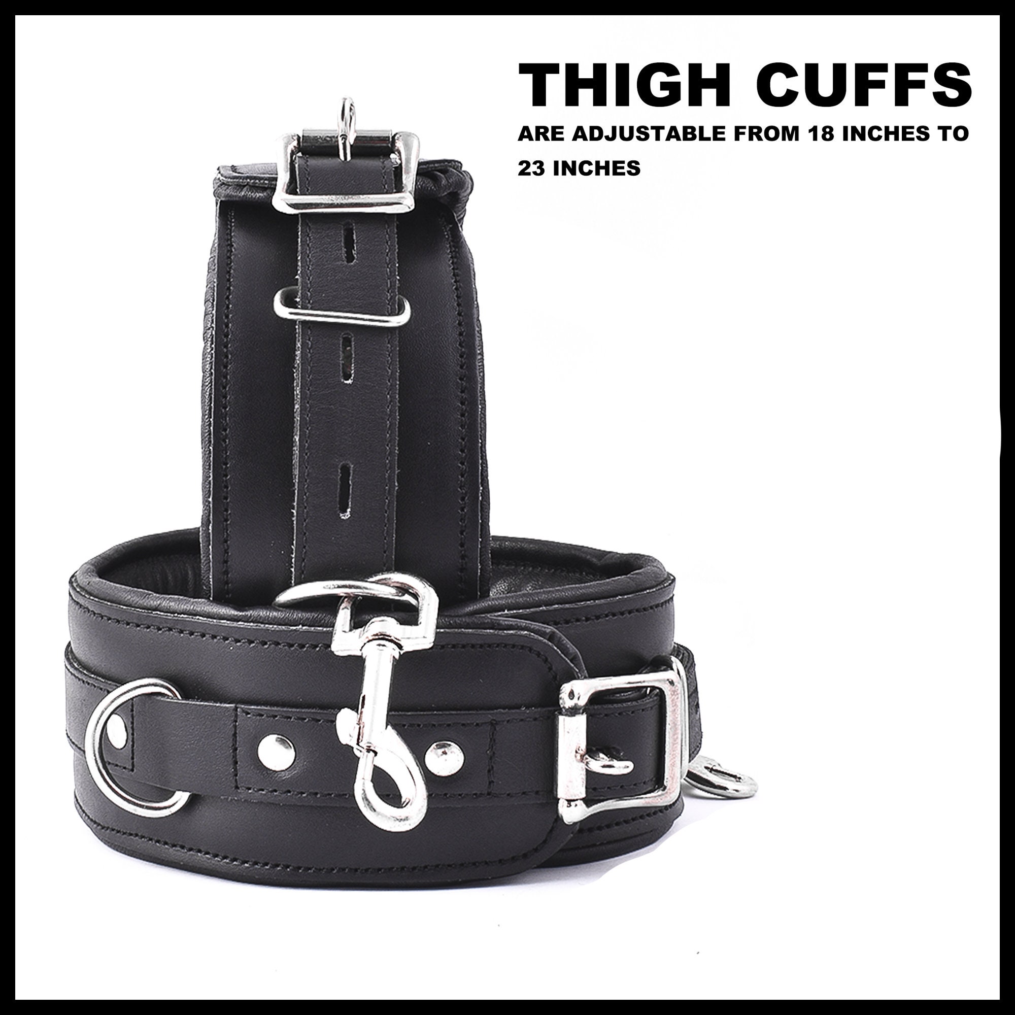 BDSM Premium Black Restraints padded & Locking Thigh Wrist - Etsy