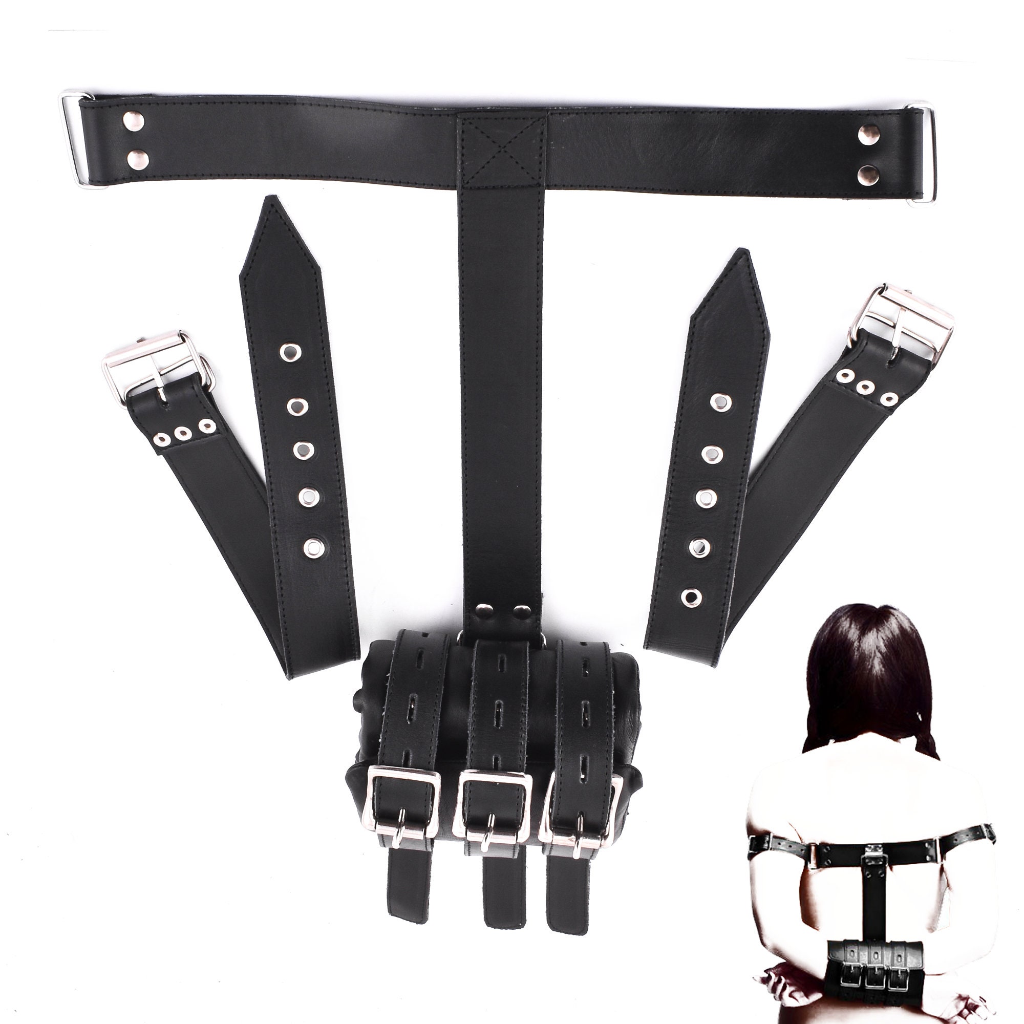 Bondage Armbinder Real Leather Arms to Wrist Restraint Cuff - Etsy