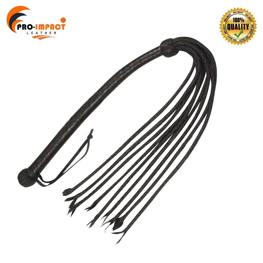 Real Leather Bondage Braided Heavy Duty CAT-O-NINE FLOGGER Flogger Cum ...