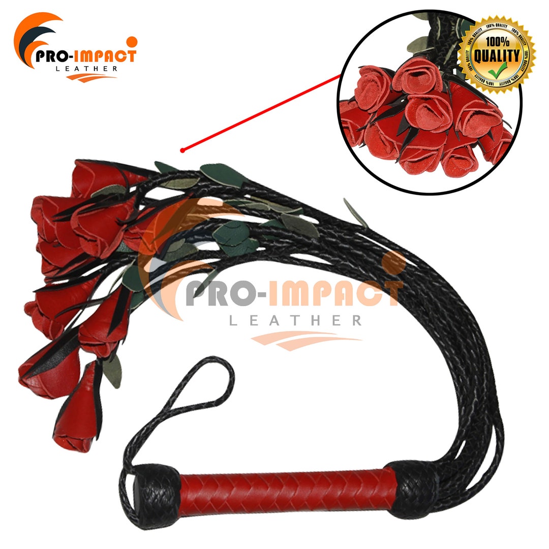 Genuine Cow Hide Leather Flogger 9 Tails, High Quality Red Roses ...