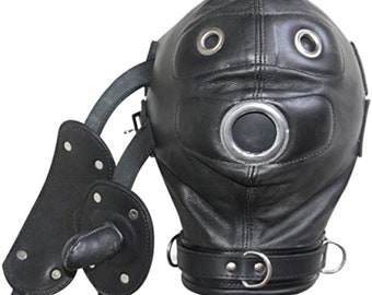 Leather Gag Hood Etsy