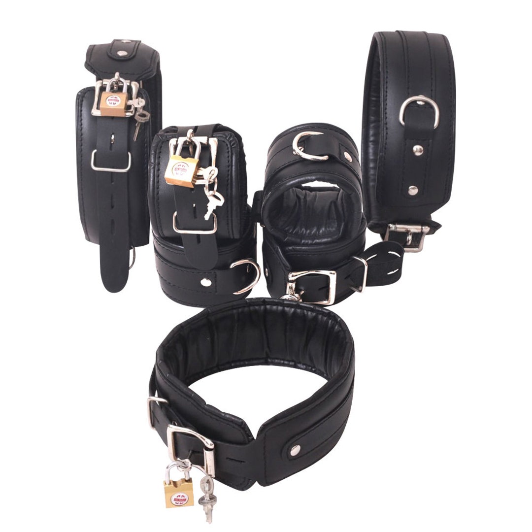 Black 7 PCS Bondage Restraint Kit Set BDSM Gear for Women Men and ...