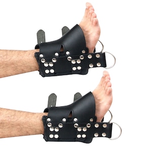Real Genuine Leather Ankle Suspension Cuffs BDSM Bondage Restraints ...