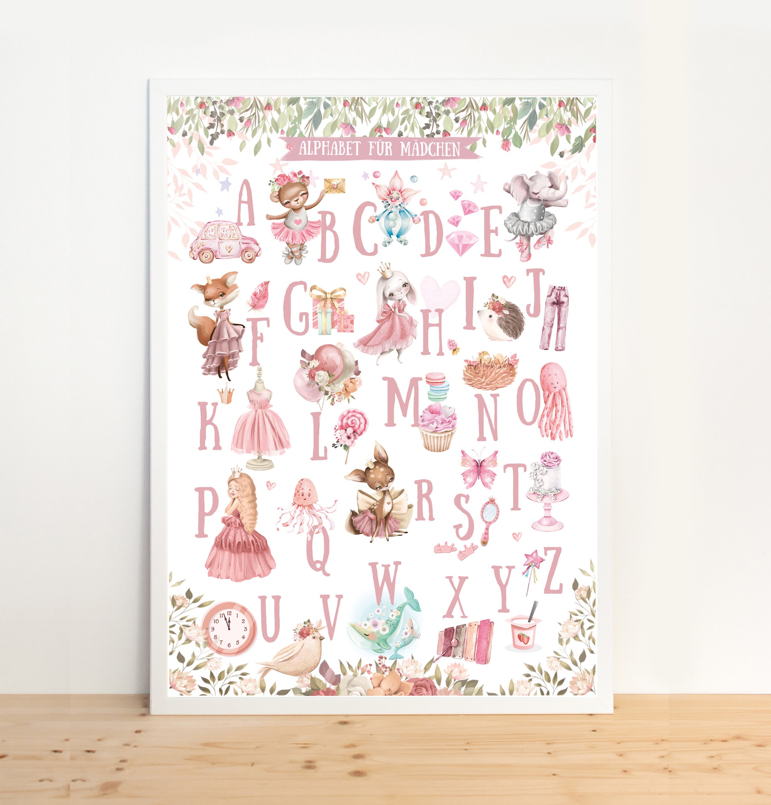 Poster Alphabet/ ABC Poster/ Alphabet für Mädchen/ Alphabet deutsch ...