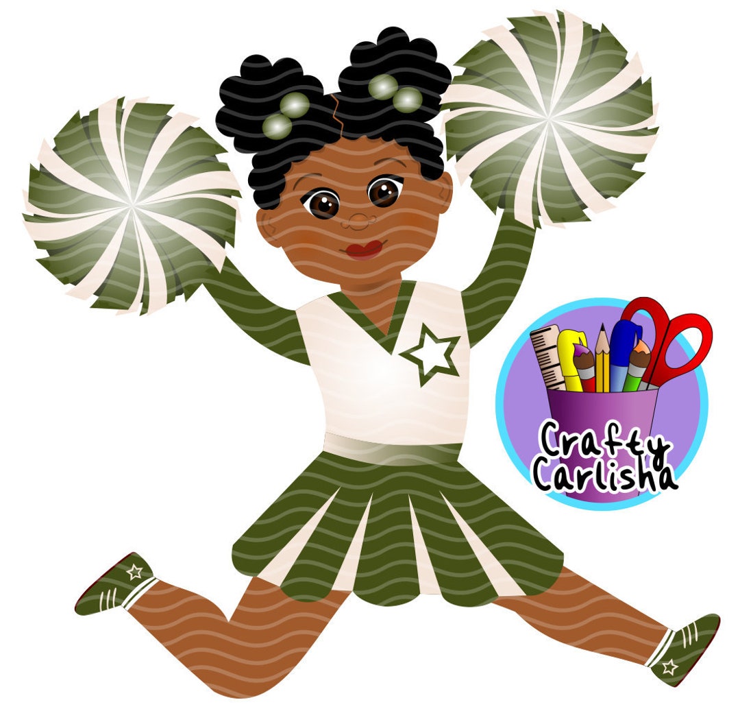 Black Cheerleader Clipart - Green - Crafty Carlisha - Etsy