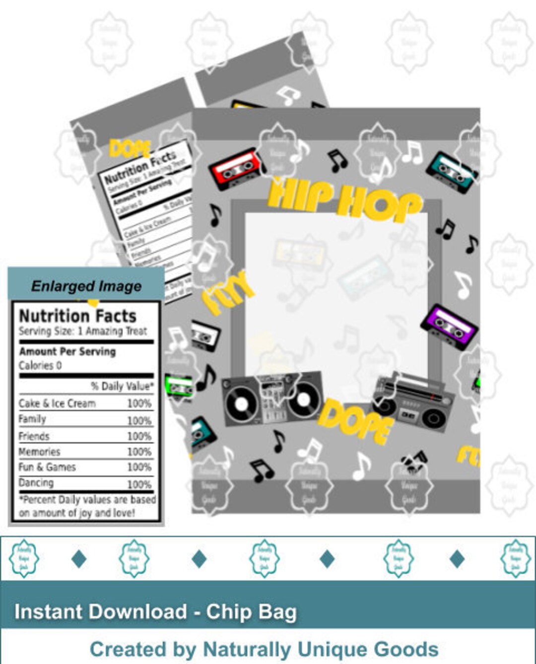 Hip Hop Music Theme Chip Bag - Etsy