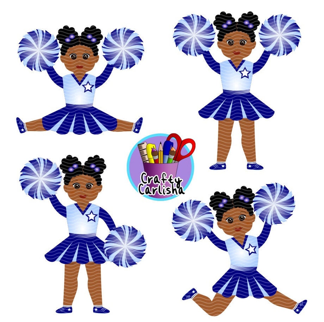 Black Cheerleader Clipart - Blue - Crafty Carlisha - Etsy