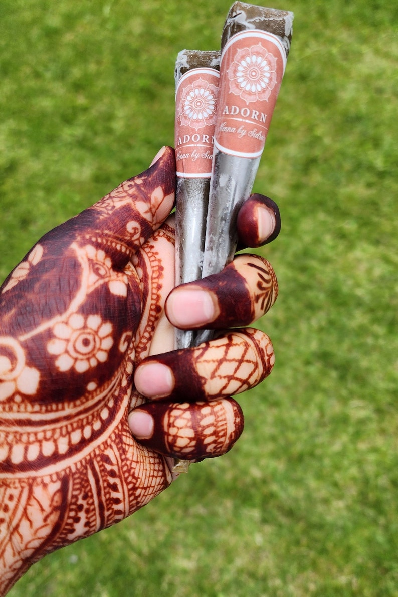 2-pack Organic Henna Cones - 100% Natural Handmade, Chemical-free, Dark ...